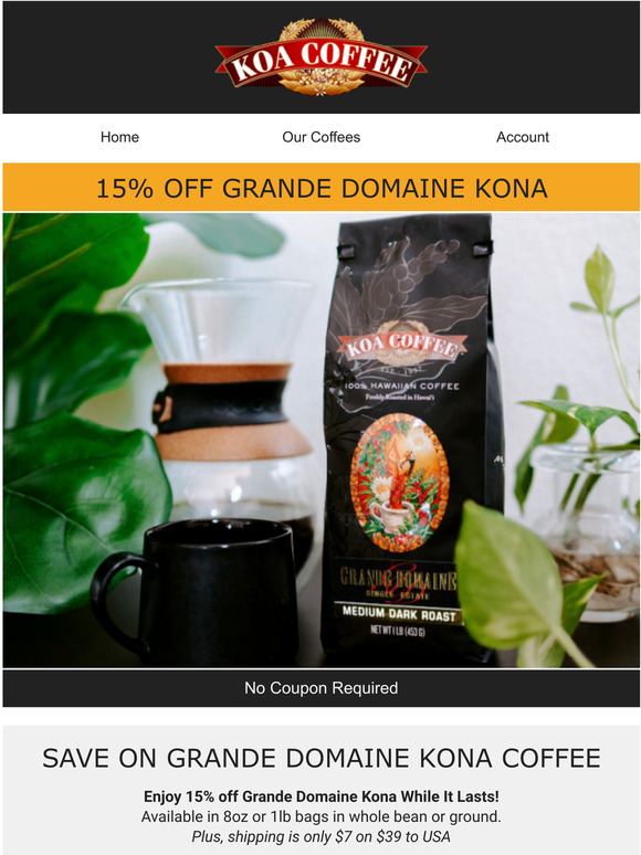 Koa Coffee: Grande Domaine Kona Sale | Milled