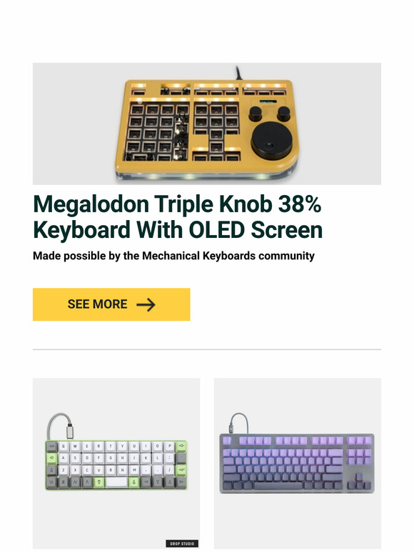 Drop: Megalodon Triple Knob 38% Keyboard With OLED Screen, Drop + OLKB ...