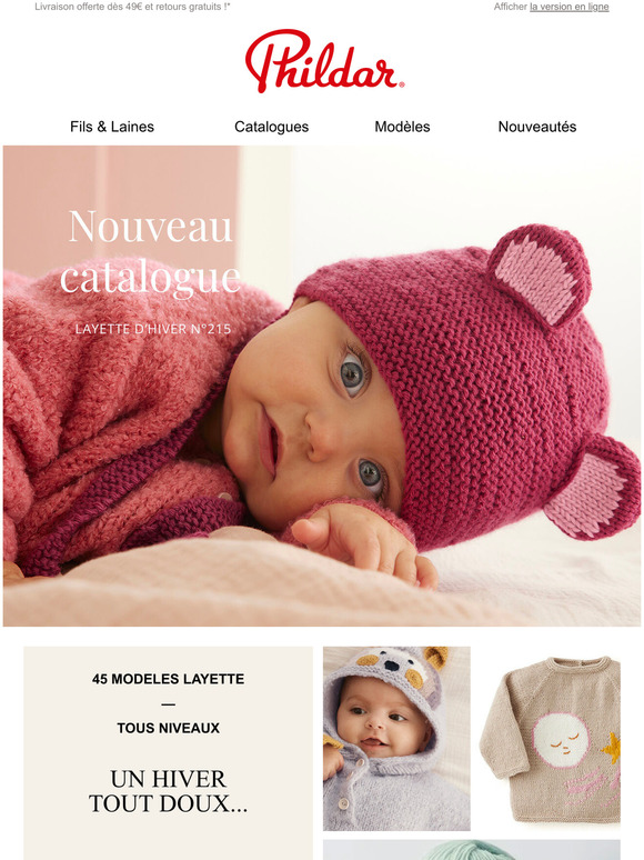 Phildar: Nouveau catalogue automne-hiver : 45 modèles layette 💗 | Milled