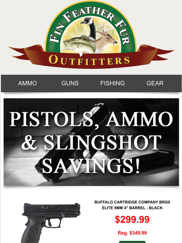 Fin Feather Fur Outfitters: Pistols, Ammo & Slingshot Savings! | Milled