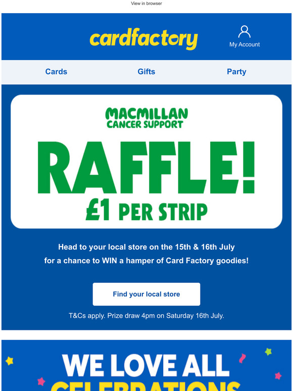 Card Factory: We love raffles! 💚 | Milled