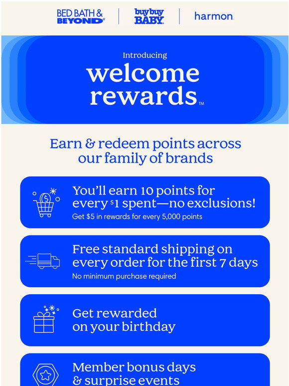 Bed Bath & Beyond: Introducing Welcome Rewards! 🤩 Join for free & get ...