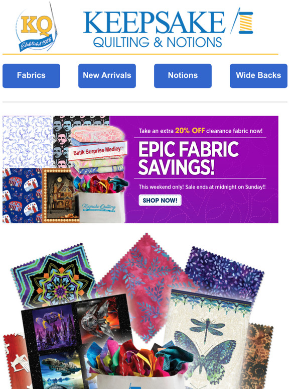 Keepsake Quilting: ️ 🧵 ️ Epic Fabric Savings Continue! | Milled