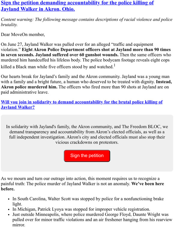 MoveOn: Sign the petition re: Jayland Walker | Milled