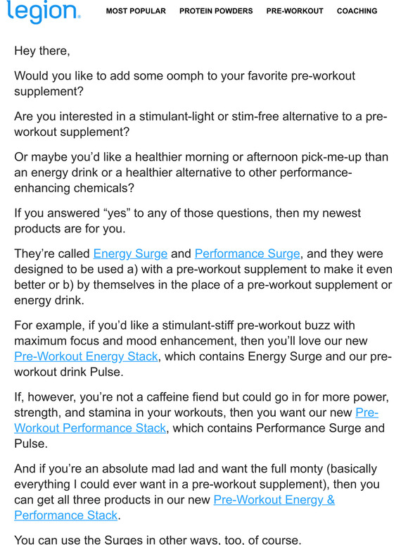 Legion: [NEW PRODUCTS] For more energy and focus and better athletic ...