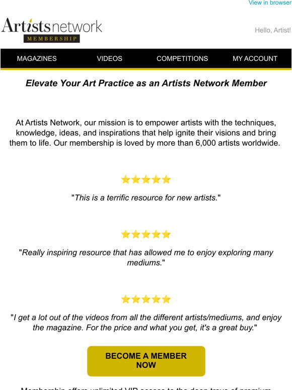 Artists Network: The benefits Artists Network members are enjoying ...