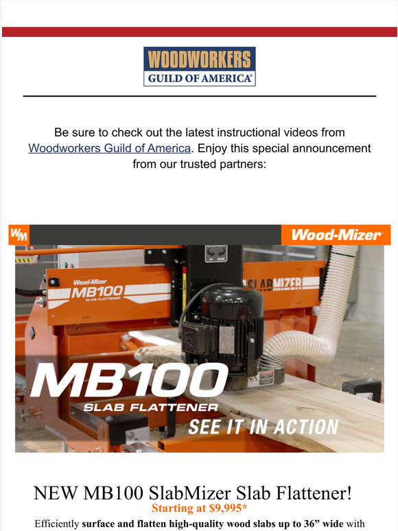 Woodworkers Guild of America: Flatten Wood Slabs Up To 36” Wide! | Milled