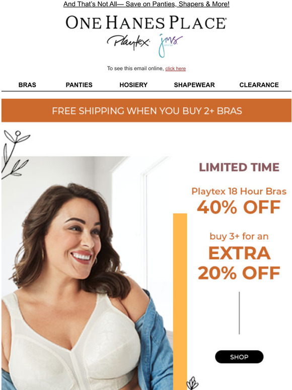 Hanes: Limited Time: 40% Off Playtex 18 Hour Bras | Milled