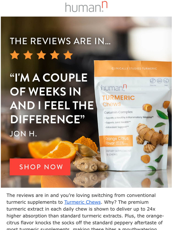 HumanN: The benefits of turmeric in 1 bite-sized chew | Milled