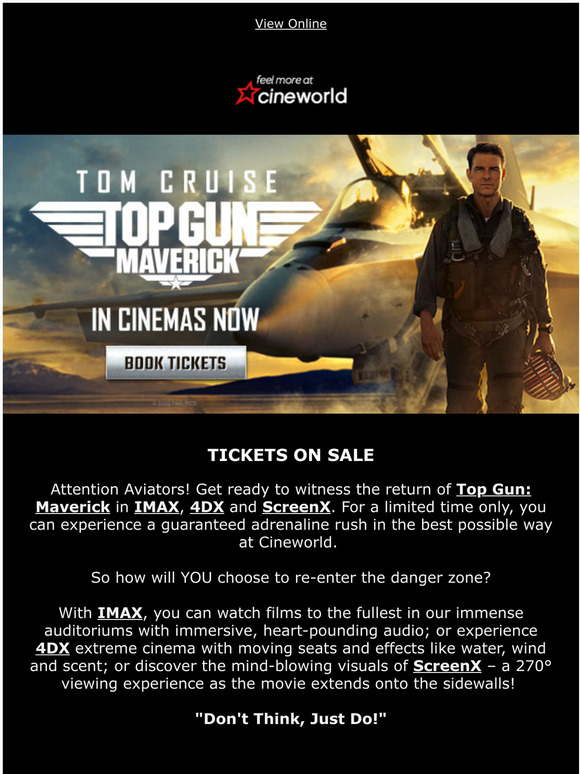 Cineworld: Witness the return of Top Gun Maverick in IMAX, 4DX and ...