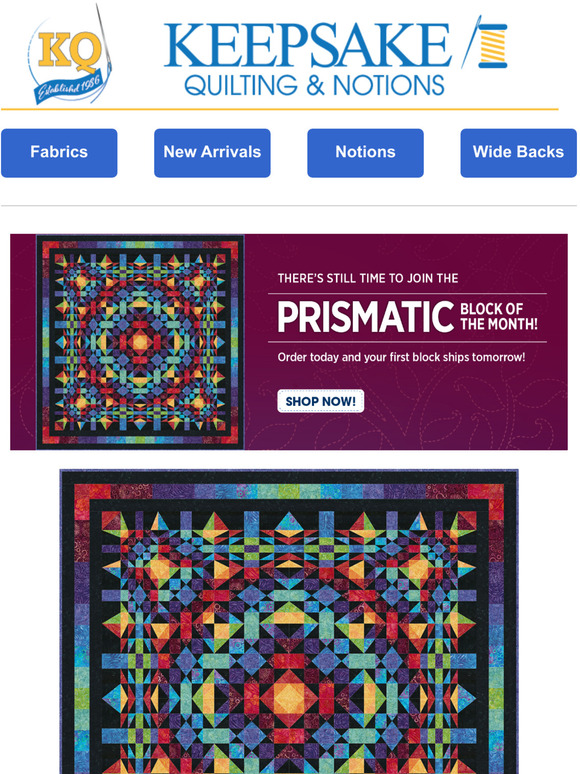 KeepsakeQuilting: 🎨Still Space to Join Our Prismatic Block of the Month ... KeepsakeQuilting: 🎨Still Space to Join Our Prismatic Block of the Month ...
