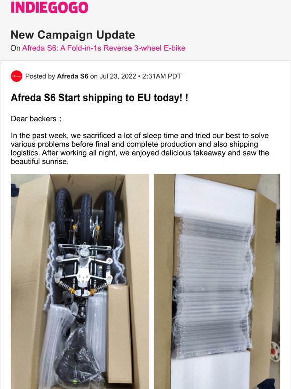 Indiegogo: 📢 Update #13 from Afreda S6: A Fold-in-1s Reverse 3-wheel E ...