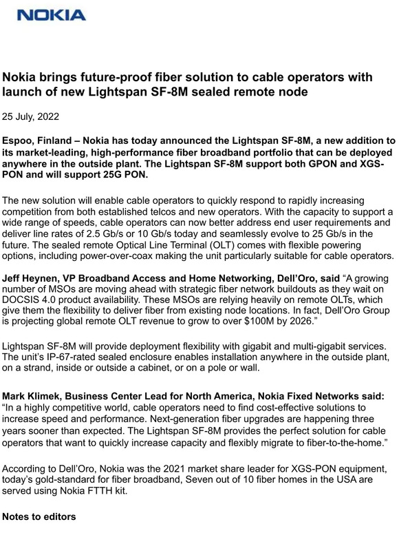 Withings: Nokia brings future-proof fiber solution to cable operators ...