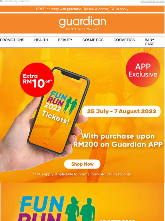 Guardian: EXTRA RM10 OFF For Fun Run Ticket | Milled