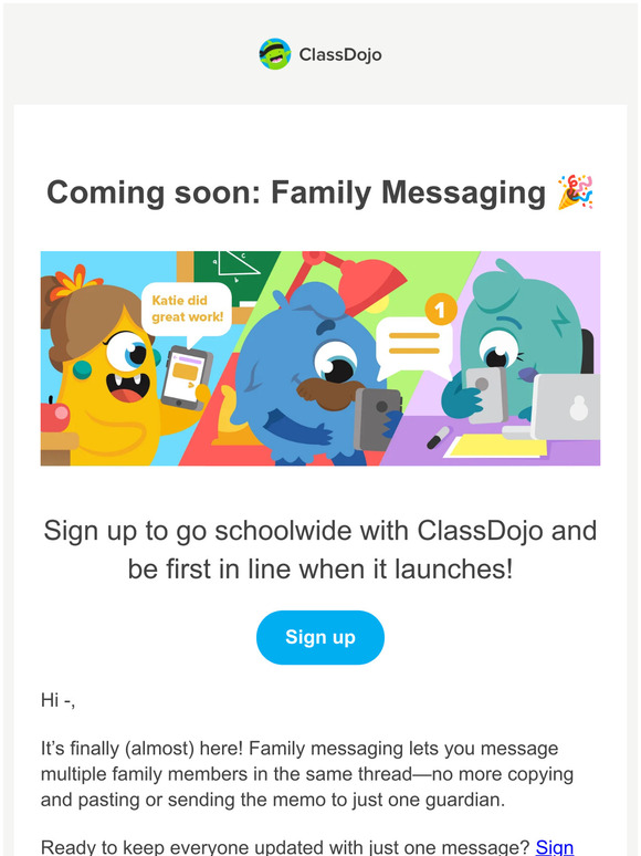 ClassDojo: Early access: Family Messaging 🎉 | Milled