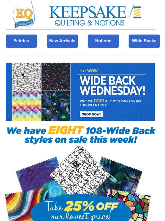 Keepsake Quilting: 😮It's a Wow Wide Back Wednesday! | Milled