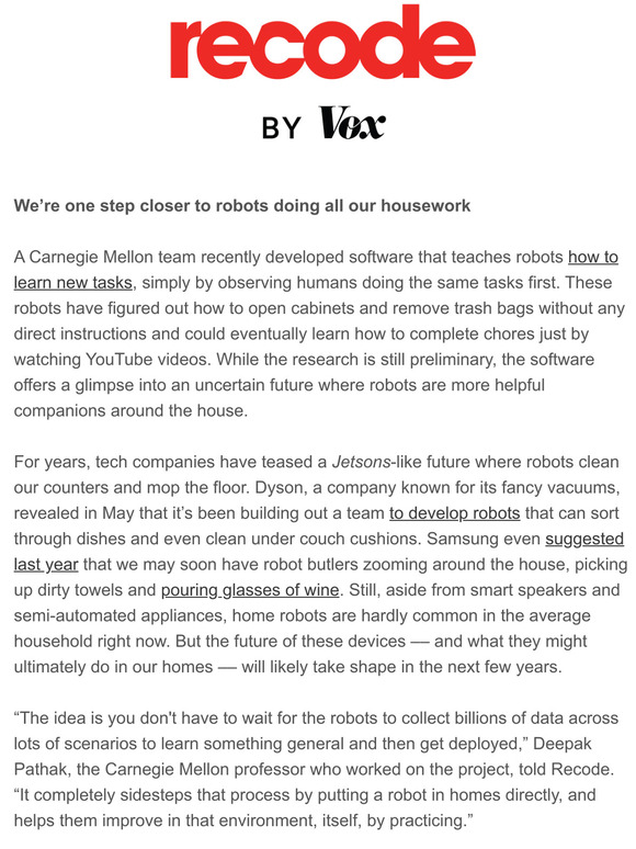 Recode: Coming home to robot | Milled