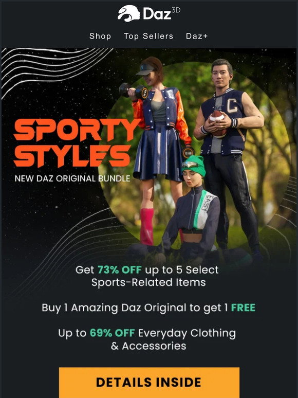 DAZ 3D: 73% OFF Sports-Related Items + New Sporty Styles Bundle | Milled