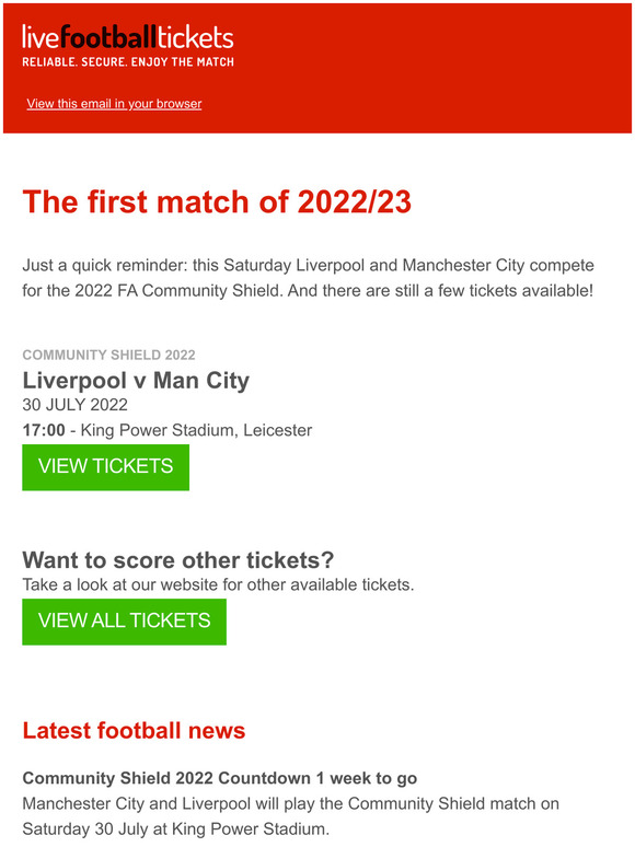 Live Football Tickets: FA Community Shield 2022: there are still ...