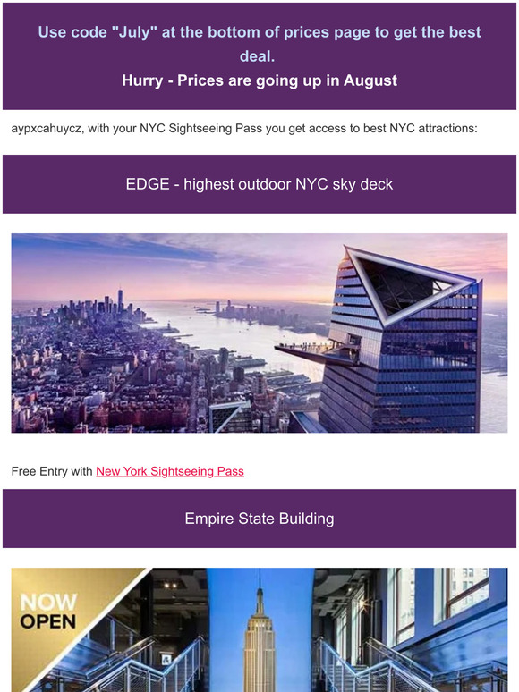 Sightseeing Pass: Use code JULY & Get Your NYC Passes before prices go ...