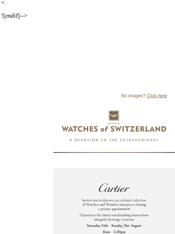 Watches of Switzerland: INVITATION | Cartier Watches & Wonders Private ...