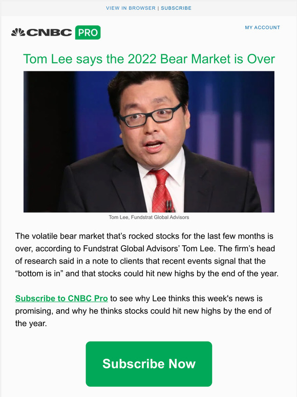 CNBC: Tom Lee says the 2022 bear market is over, what does this mean ...