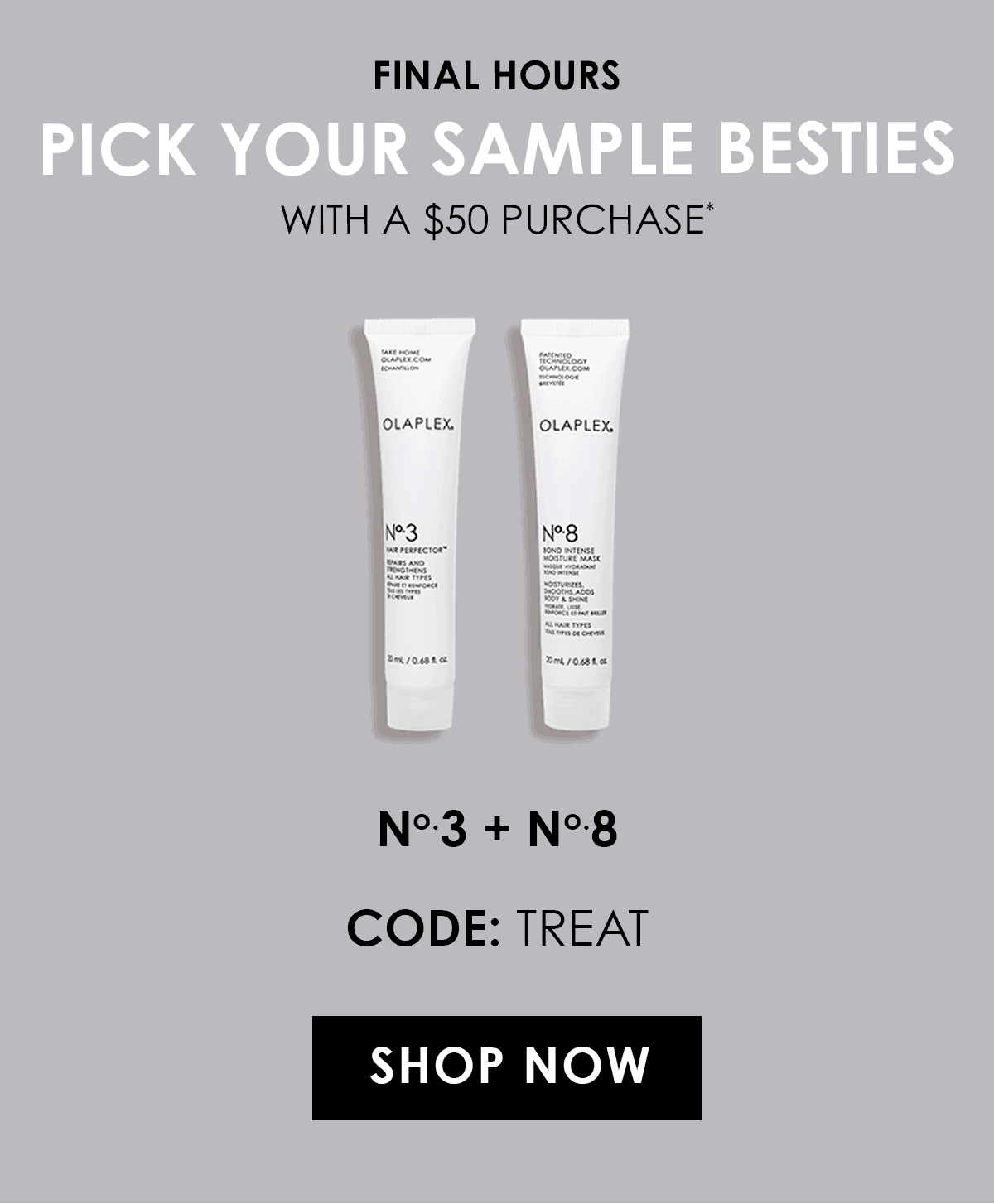 Olaplex: Final Hours: Pick Your (🆓) Sample Besties! | Milled
