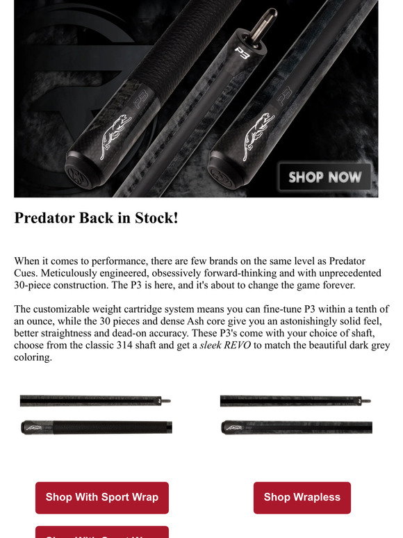 PoolDawg: Back In Stock: Predator - Grey P3 Cues, REVO Shafts, and MORE ...