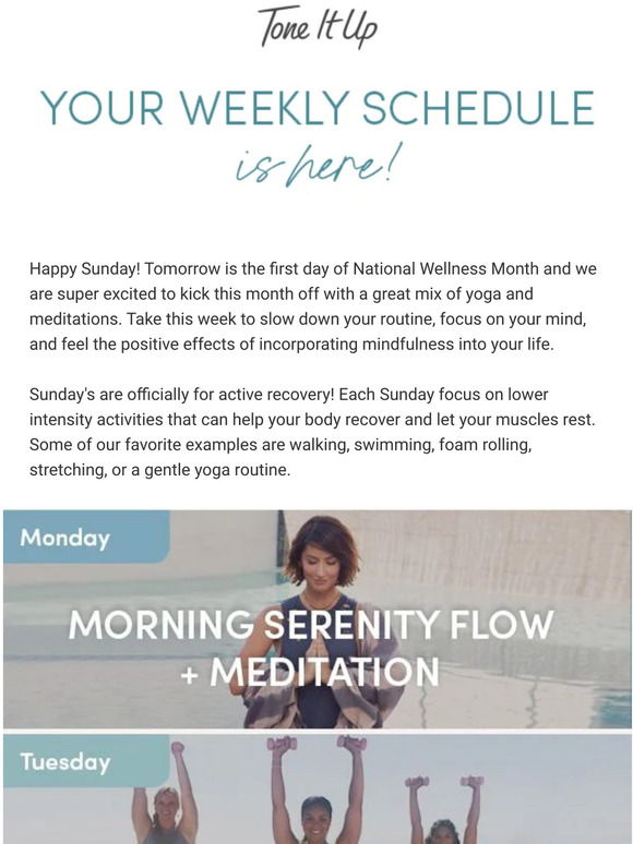 Tone It Up: Your new weekly schedule is here 💓🧘‍♀️ | Milled