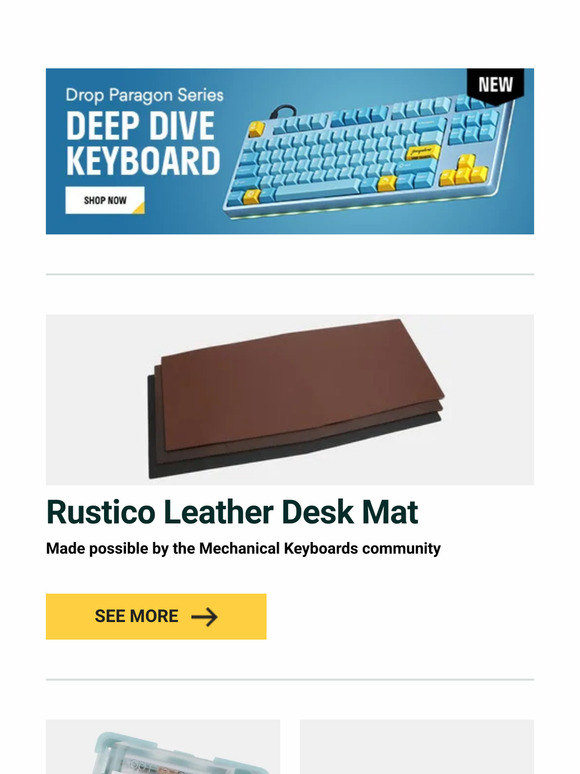 Drop: Rustico Leather Desk Mat, Everglide Flash Silver Switches, Drop ...