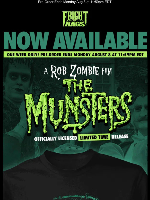 Fright Rags: Rob Zombie's THE MUNSTERS Shirts are HERE! One Week Only ...