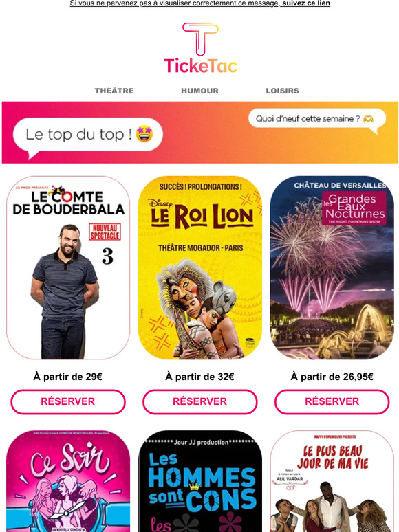 Ticketac: Votre top spectacles de la semaine ! | Milled