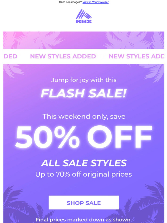 RBX Active: Flash Sale! 50% OFF All Sale Styles | Milled