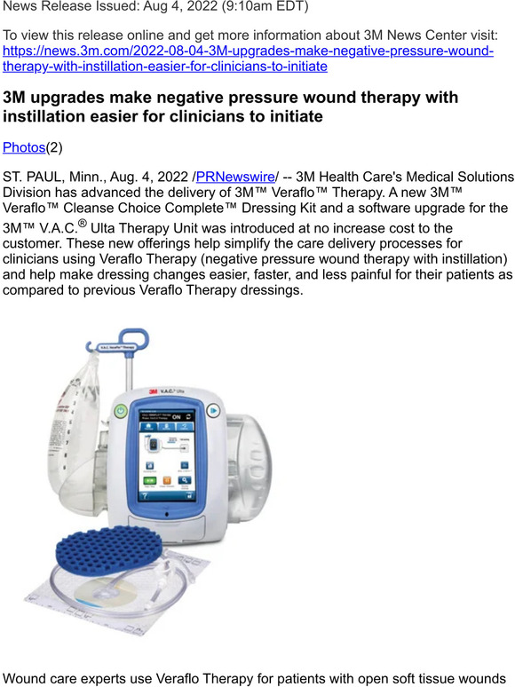 3M: 3M upgrades make negative pressure wound therapy with instillation ...