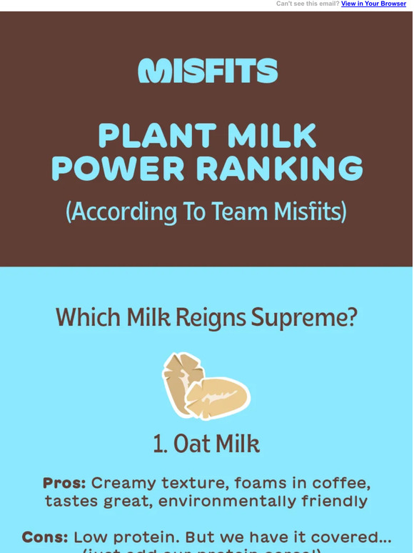 Misfits: (plant) Milk Power Ranking | Milled