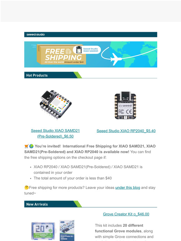 Seeed Studio: 🎉Joy! International Free shipping for XIAO SAMD21 is ...
