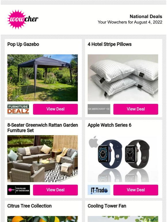 Wowcher: Wowchers for you: Pop Up Gazebo | 4 Hotel Stripe Pillows | 8 ...