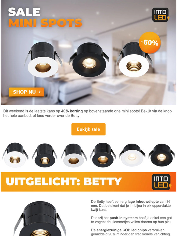 INTO LED: Alleen nog dit weekend! 40% korting op mini inbouwspots | Milled