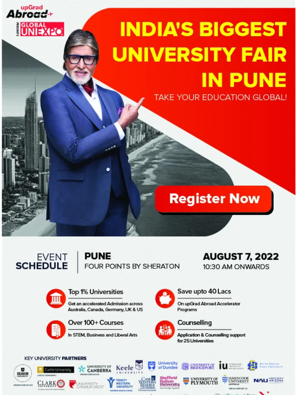 UpGrad: India's Biggest Admissions Fair - Global Uni Expo 2022 | Milled