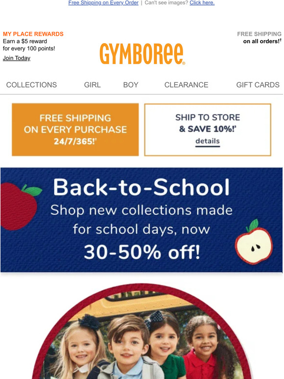 Gymboree: Did you hear? We have Uniforms, backpacks & head-to-toe looks ...
