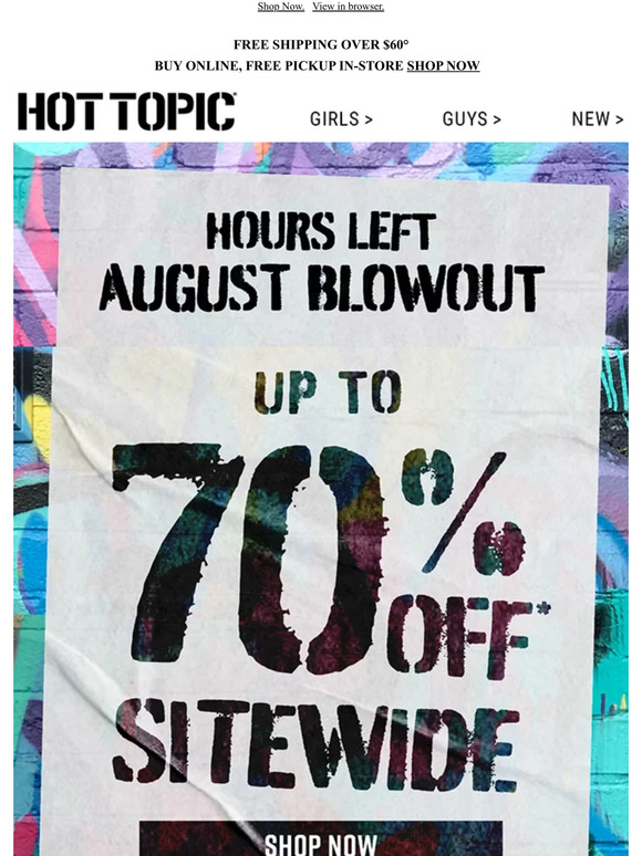 Hot Topic: Up to 70% off is over in just hours ⏳ | Milled