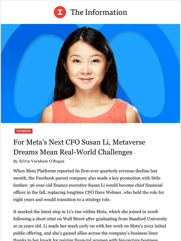 The Information: Inside Susan Li’s Rise to Meta’s C-Suite | Milled