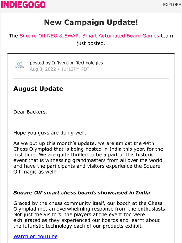 Indiegogo: 📢 Update #30 from Square Off NEO & SWAP: Smart Automated ...