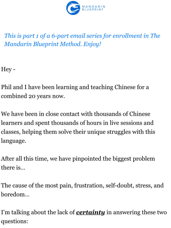 Mandarin Blueprint: [Email 1 of 6] Mapping the Mandarin Landscape | Milled