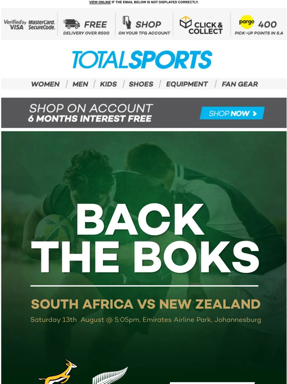Total Sports: The Boks are back at it! Grab a Springboks jersey to show ...