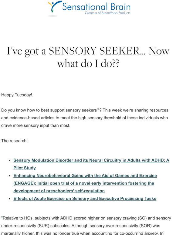 Sensational Brain: I've got a sensory seeker… now what?! | Milled