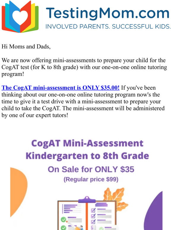 Testing Mom: CogAT mini-assessment administered by our experts | Milled