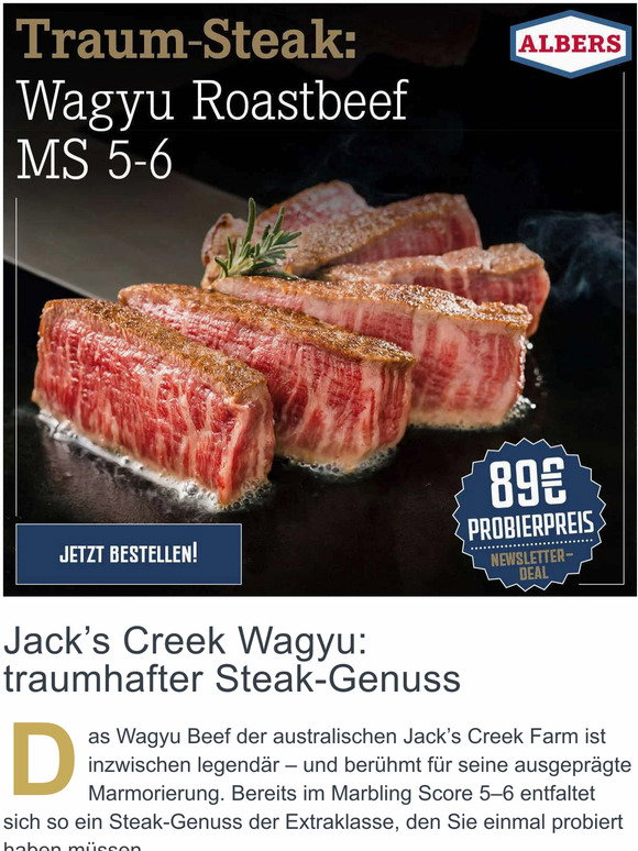 Albers Food: Traum-Steak: Wagyu Roastbeef MS 5-6 | Milled