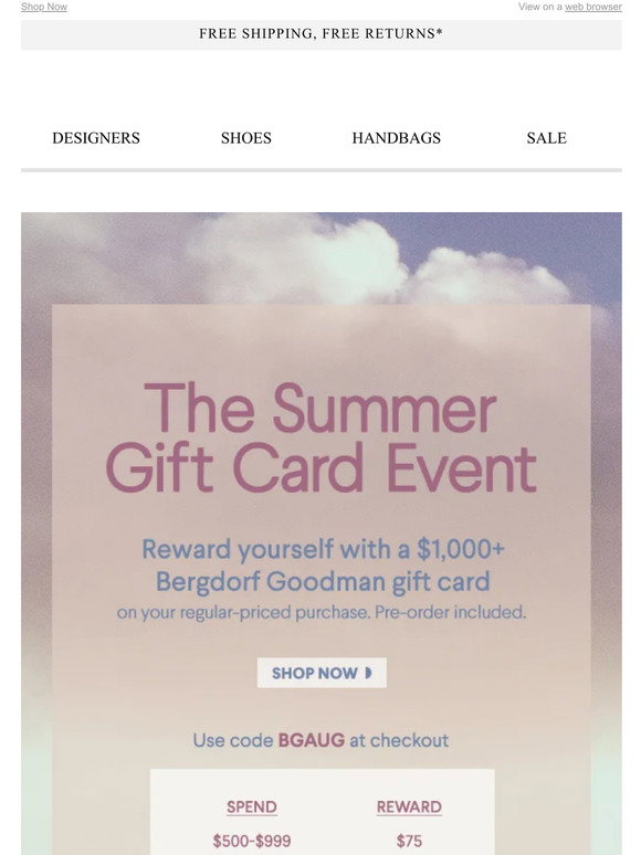Bergdorf Goodman: The Summer Gift Card Event | Milled
