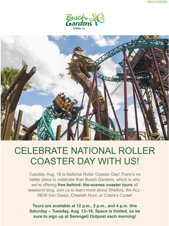 SeaWorld: 🎢 National Roller Coaster Day Is Aug. 16! | Milled